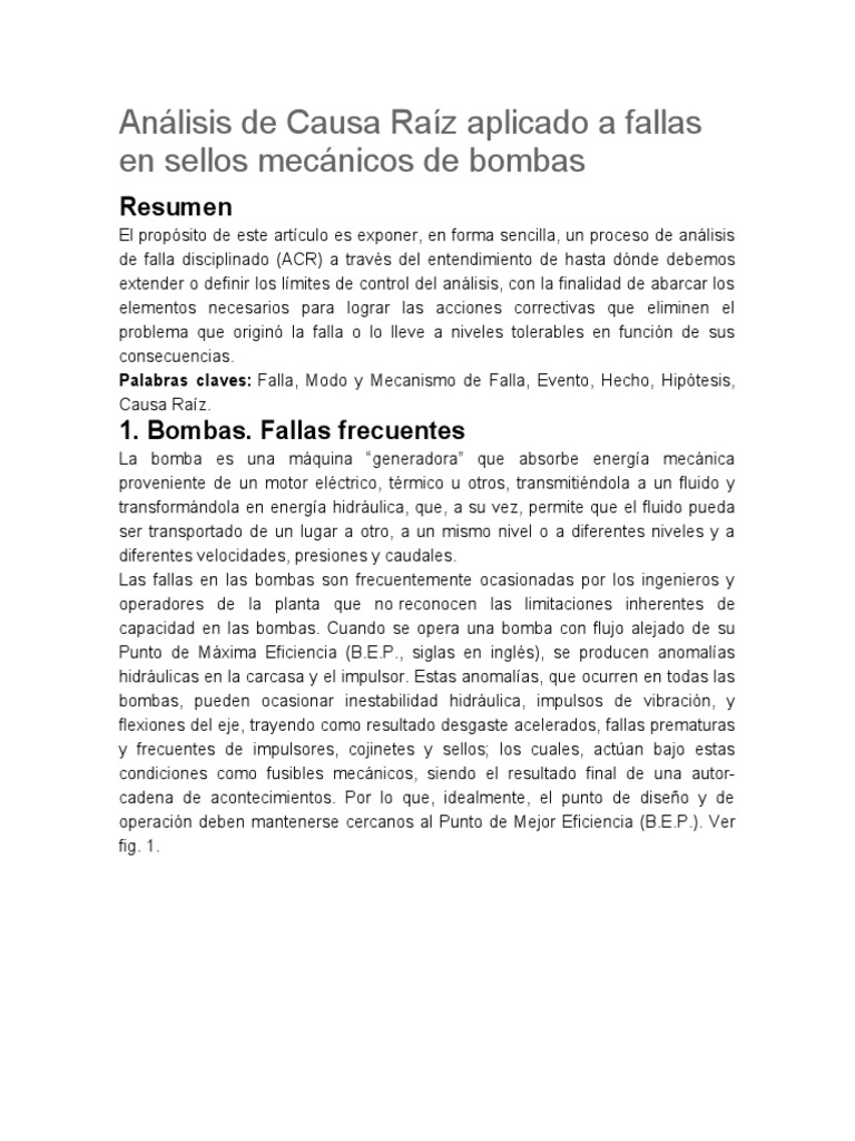 Análisis de Causa Raíz Aplicado A Fallas en Sellos Mecánicos de Bombas | PDF | Bomba ...
