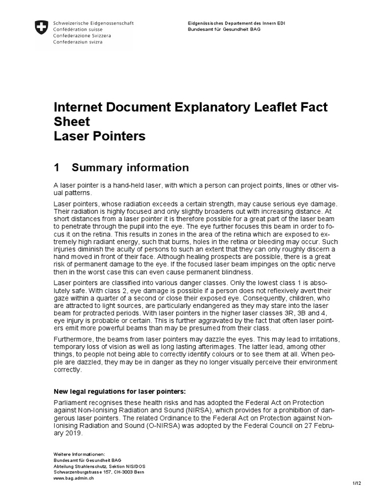 Factsheet Laser Pointer | PDF | Laser | Radiation
