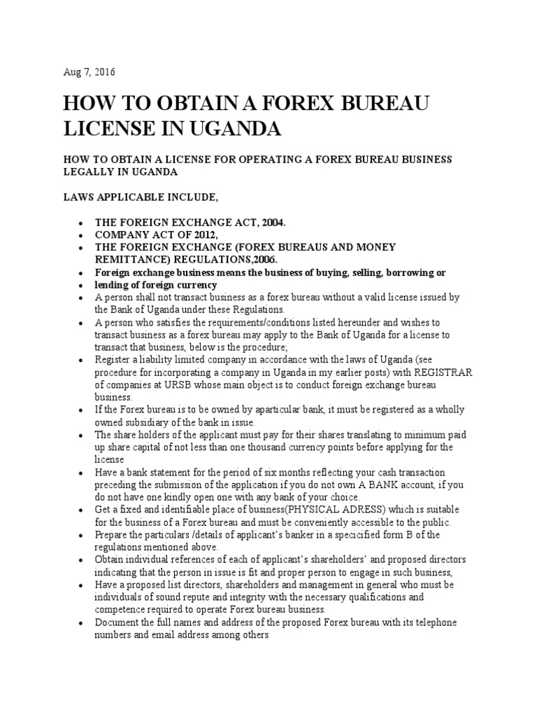 Forex Bureau Checklist | PDF | Foreign Exchange Market | License