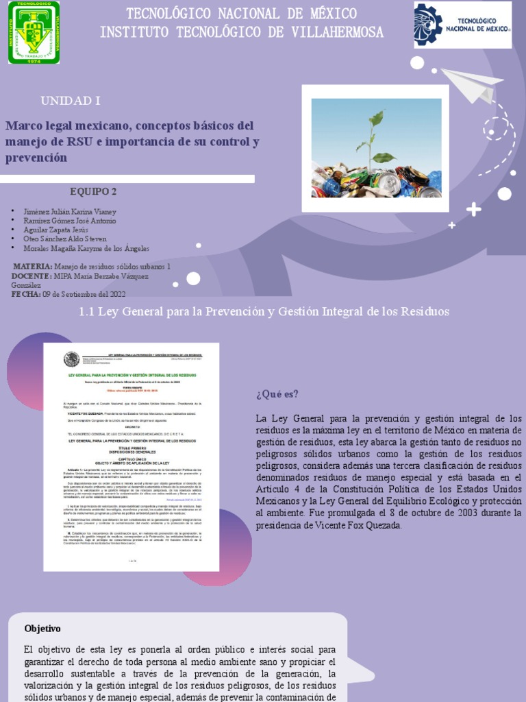 U1-Actividad-Presentación-Equipo 2 | PDF | Residuos | Agua