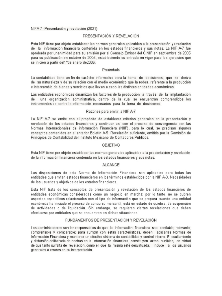 Nif A-7 | PDF | Estado financiero | Contabilidad
