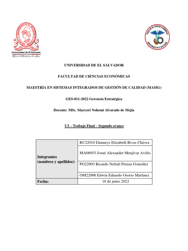 U3 - Trabajo Final - Segundo Avance | PDF | Análisis FODA | Procesos de negocio