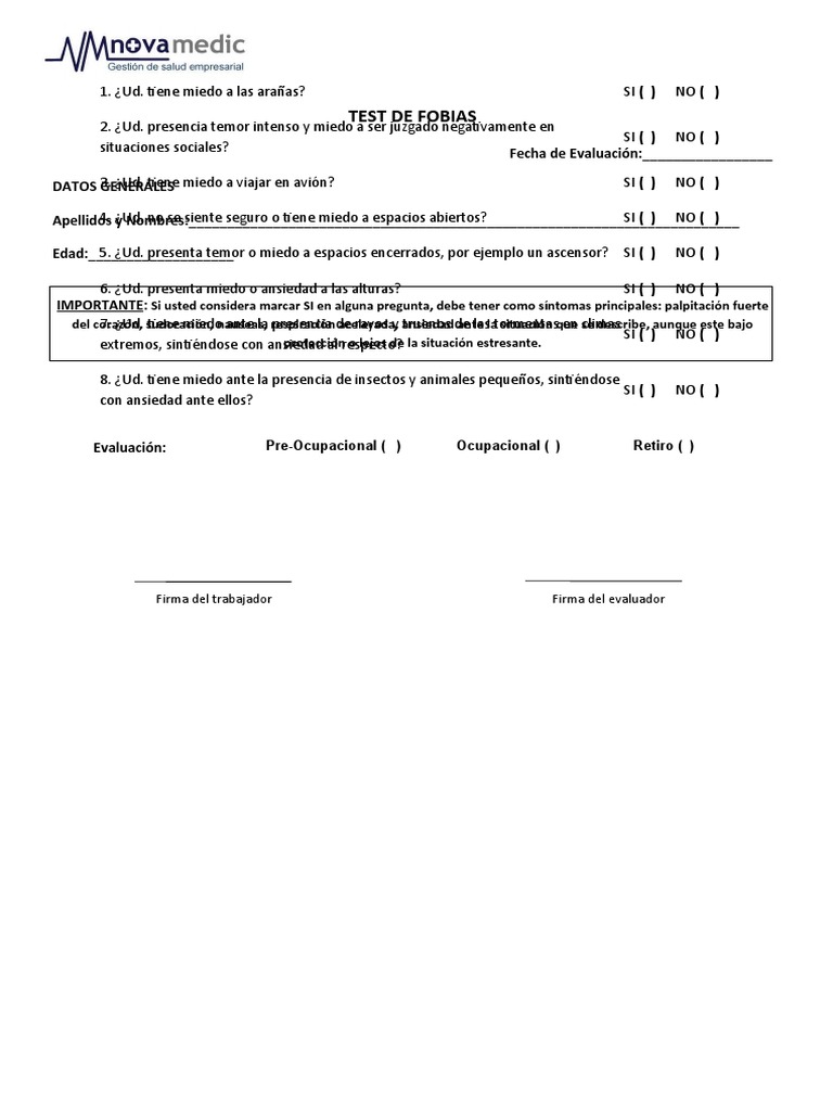 Test de Fobias | PDF