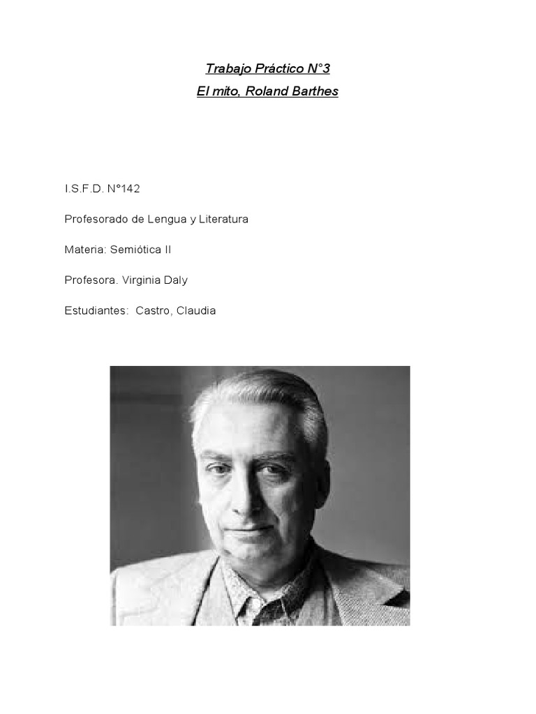 El Mito de Roland Barthes | PDF | Intuición | Comunicación