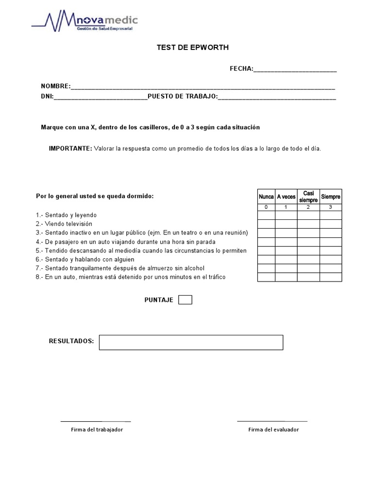 Test de Somnolencia de Epworth | PDF