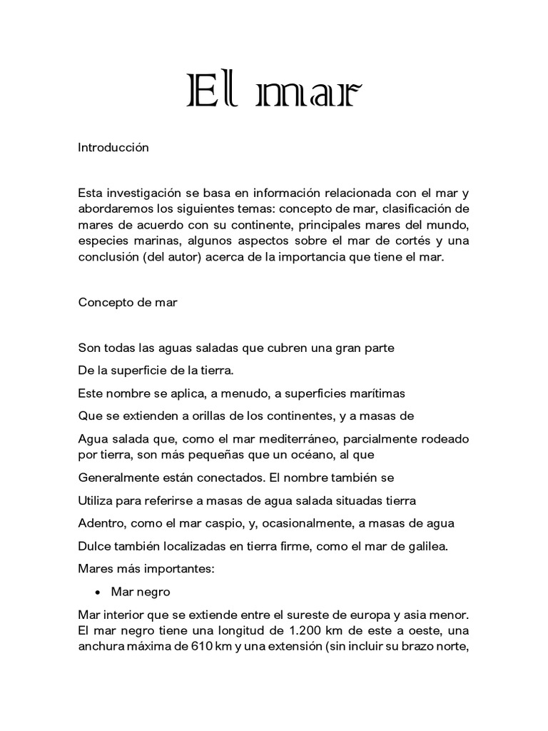 Monografía El Mar | PDF | Ciencias de la Tierra | Geografía Física