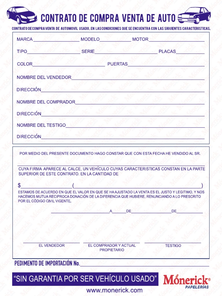 Contrato de Compra Venta Formato PDF | PDF