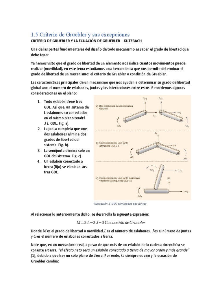 Criterio de Gruebler y excepciones | PDF | Ecuaciones | Cinemática