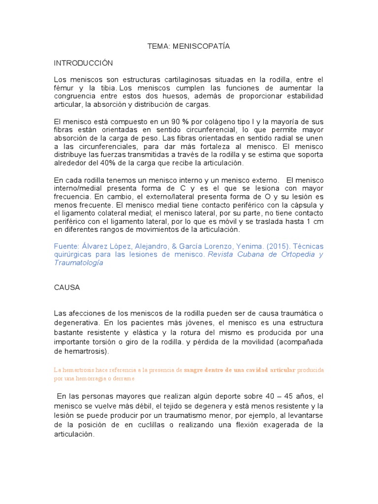 Meniscopatia | PDF | Rodilla | Articulación