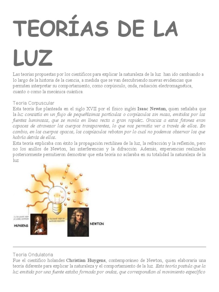 Teorías de La Luz | PDF | Ligero | Fotón