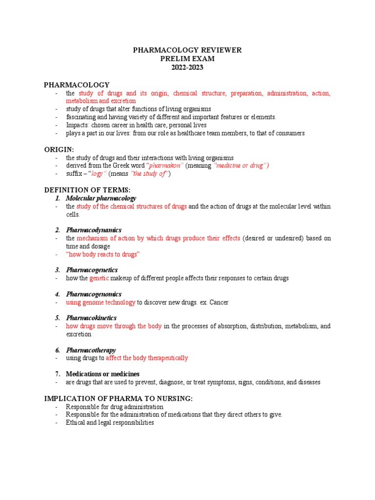 Pharmacology Reviewer | PDF