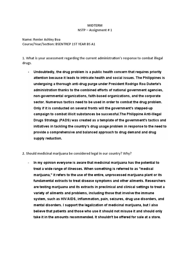 1.boa Renier Ashley Assignment-1 | PDF | Substance Abuse | Cannabis (Drug)