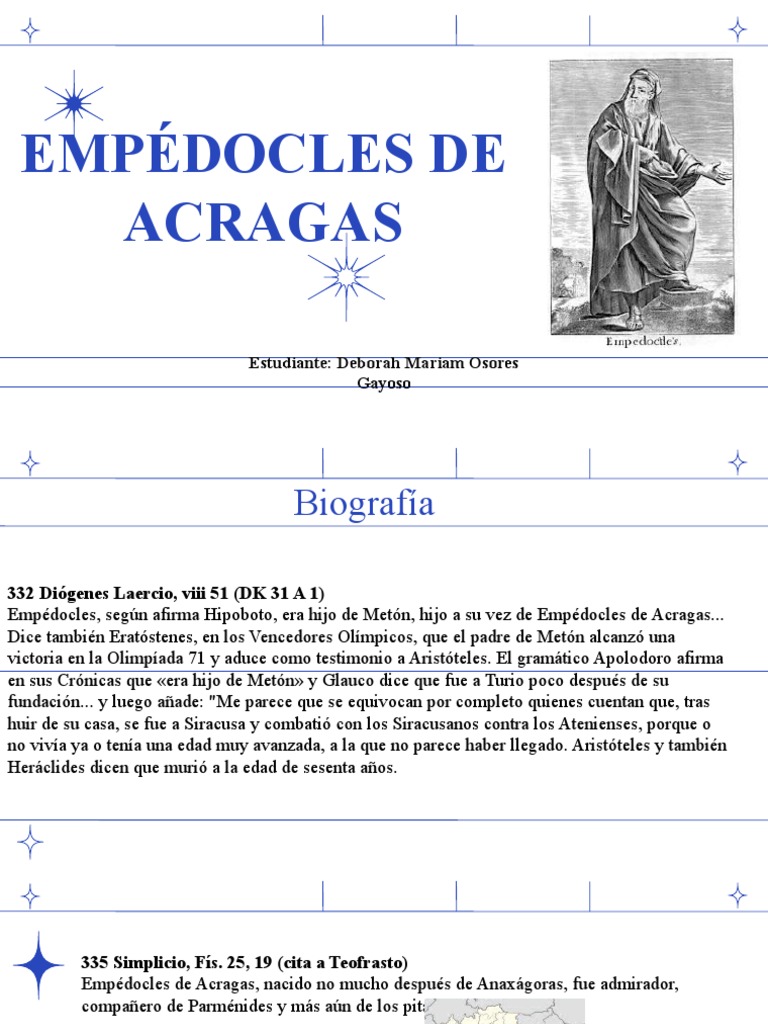 Biografía de Empédocles de Acragas | PDF | Filosofía griega antigua