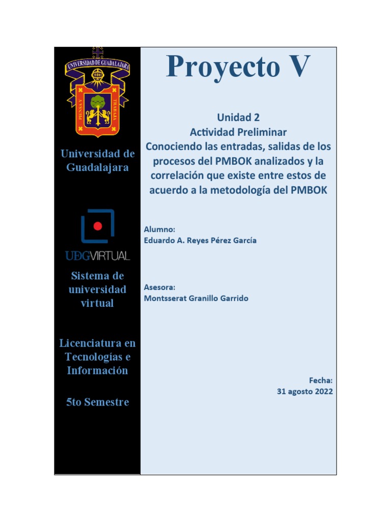 U2 - ActPreliminar - Conociendo Las Entradas, Salidas de Los Procesos Del PMBOK | PDF | Gestión ...