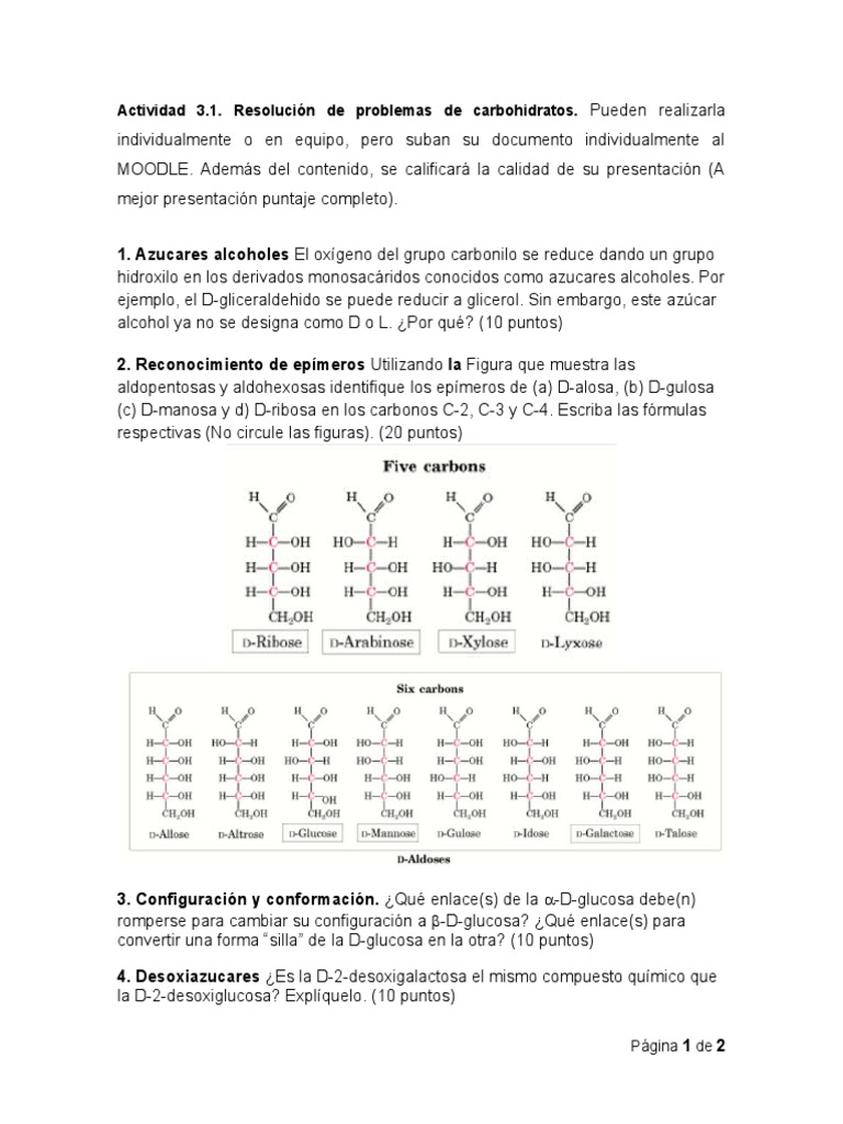 Act 3.1 Problemas Carbohidratos-2022B | PDF | Carbohidratos | Sacarosa
