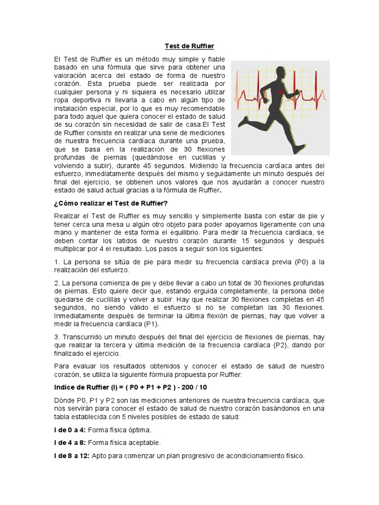 Test de Ruffier | PDF | Ritmo cardiaco | Frecuencia