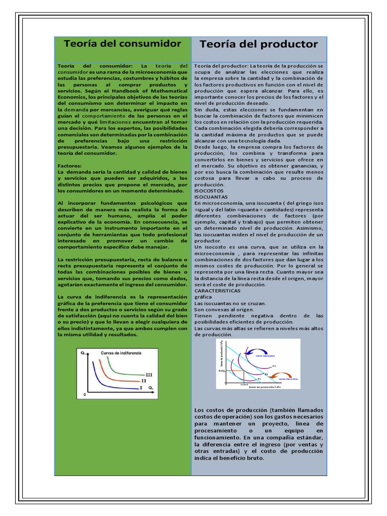 Teoría del consumidor y productor en economía | PDF | Microeconomía ...