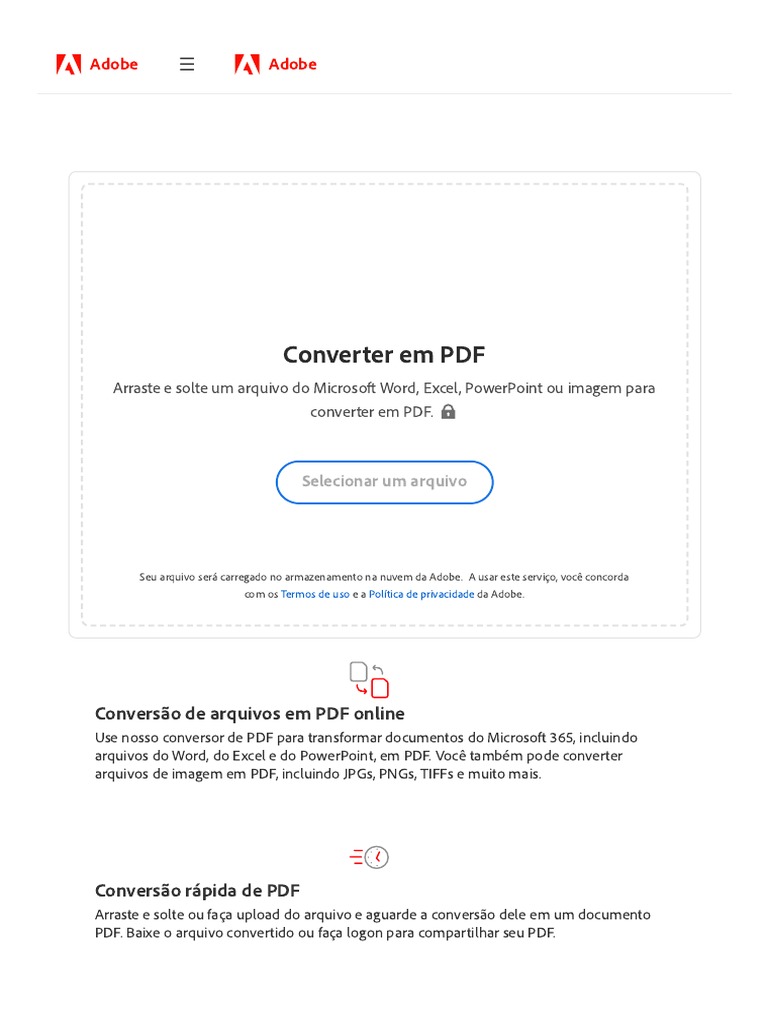 Conversor de PDF - Converta Gratuitamente em PDF Online - Adobe Acrobat ...