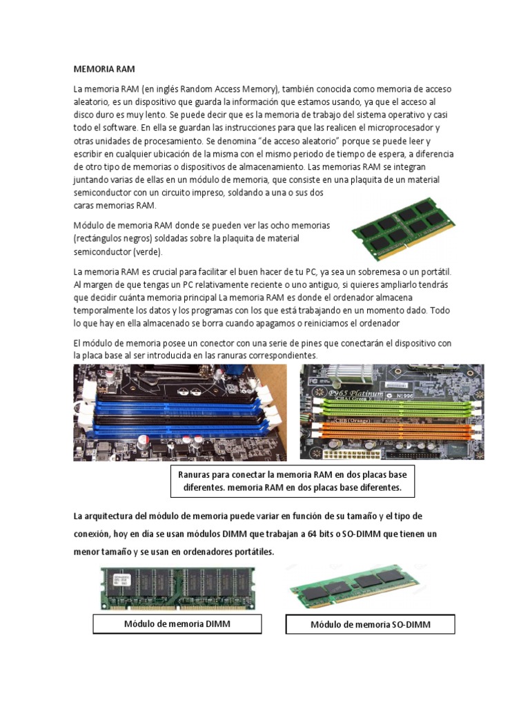 Memoria Ram y Rom | PDF | Memoria de sólo lectura | Memoria de acceso ...