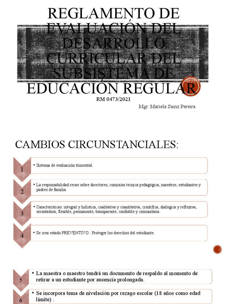 Reglamento de Evaluación Del Desarrollo Curricular Del Subsistema | PDF | Evaluación | Aprendizaje