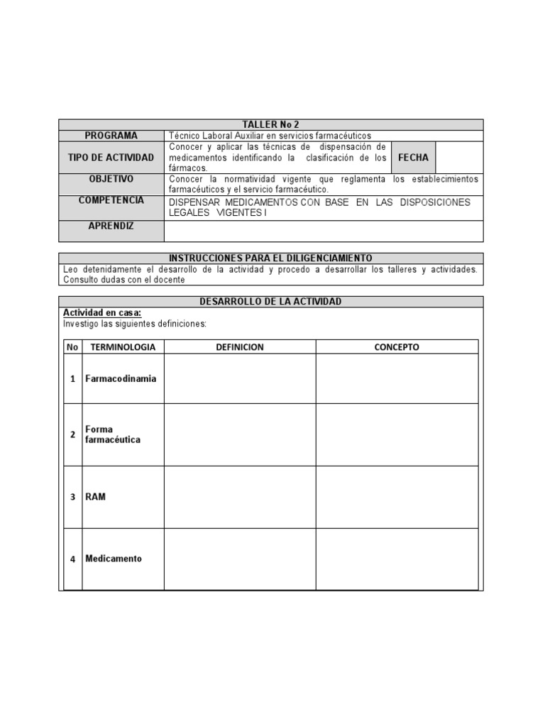 Taller No 2 Dispensar 1 1 | PDF | Medicamentos con receta | Farmacéutico