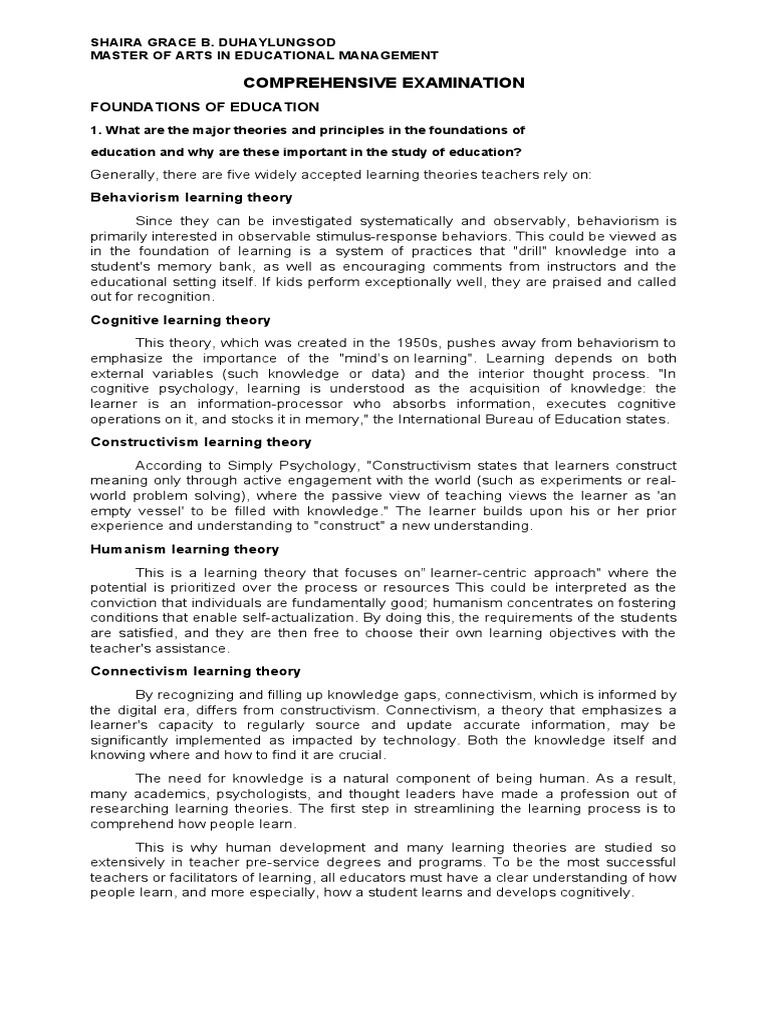 Maem Comprehensive Exam Download Free Pdf Learning Theory