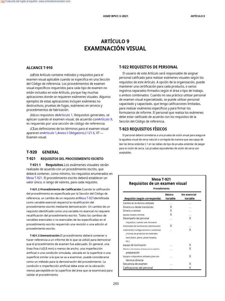 ASME BPVC 2021 Section V-357-358 ARTICULO 9 TRADUCIDO ESPAÑOL Tok2 | PDF | Prueba (evaluación ...