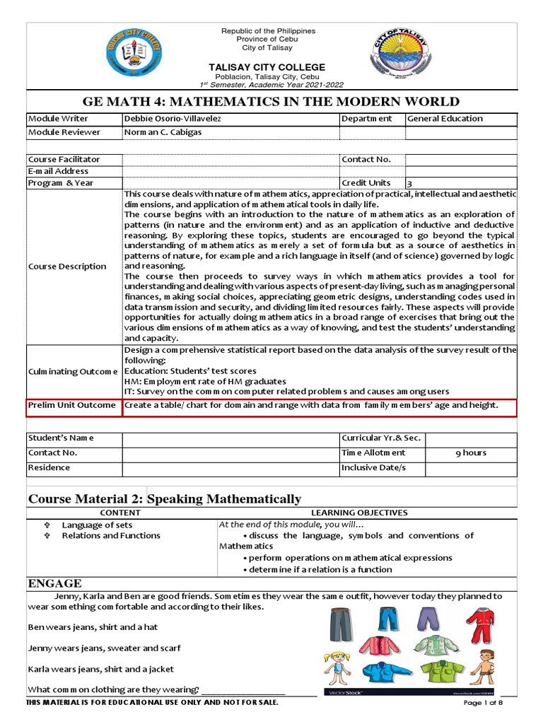 RevisedCM2 GEmath4 | PDF | Set (Mathematics) | Numbers
