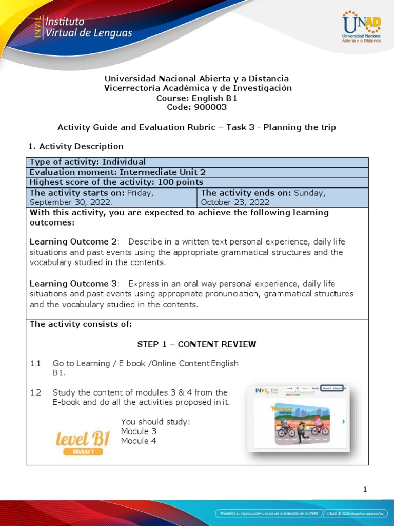Activities Guide and Evaluation Rubric - Unit 2 - Task 3 - Planning The Trip | PDF | Plagiarism ...