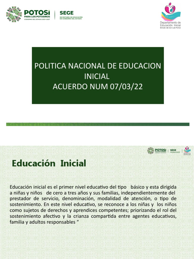 Politica Nacional de Educacion Inicial Secretario | PDF | Educación de la primera infancia