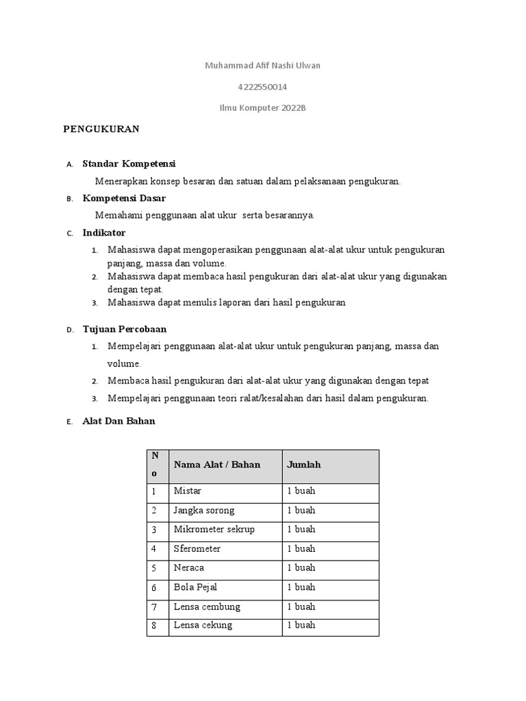 Prosedur Percobaan - PENGUKURAN | PDF