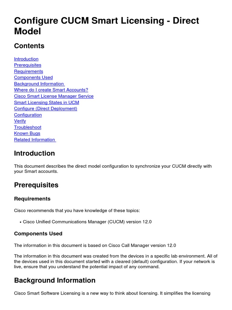 Configure Cucm Smart Licensing Direct | PDF | Computer Network ...