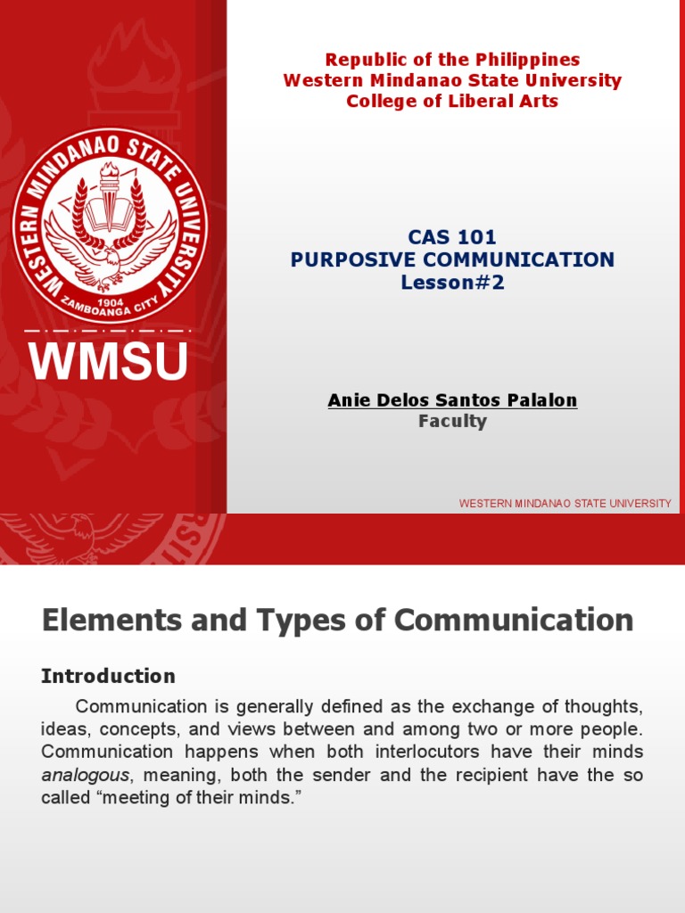 Lesson#2 Elements and Types of Communication | PDF | Communication ...
