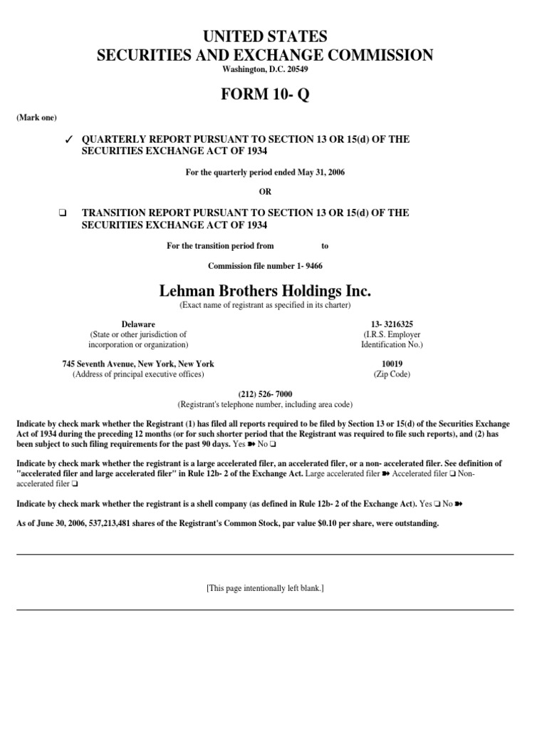 United States Securities and Exchange Commission Form 10-Q | PDF ...
