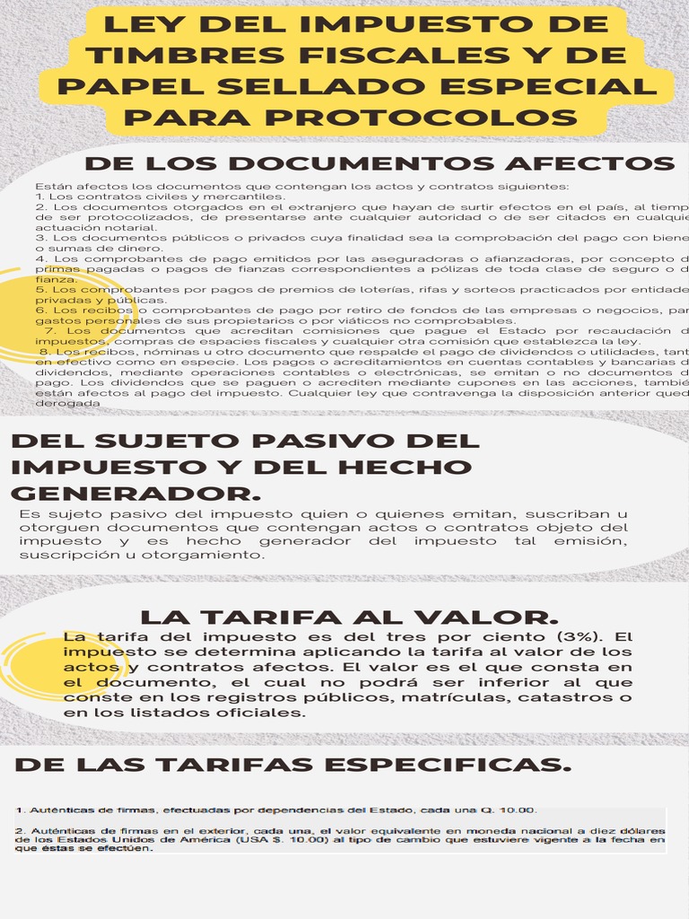 Ley Del Impuesto de Timbres Fiscales y de Papel Sellado Especial para Protocolos | PDF ...