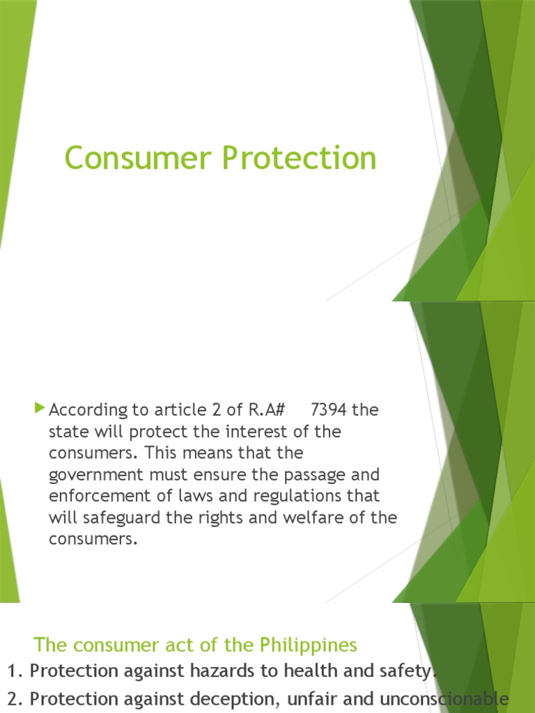 Overview of RA 7394 Consumer Act | PDF | Consumer Protection