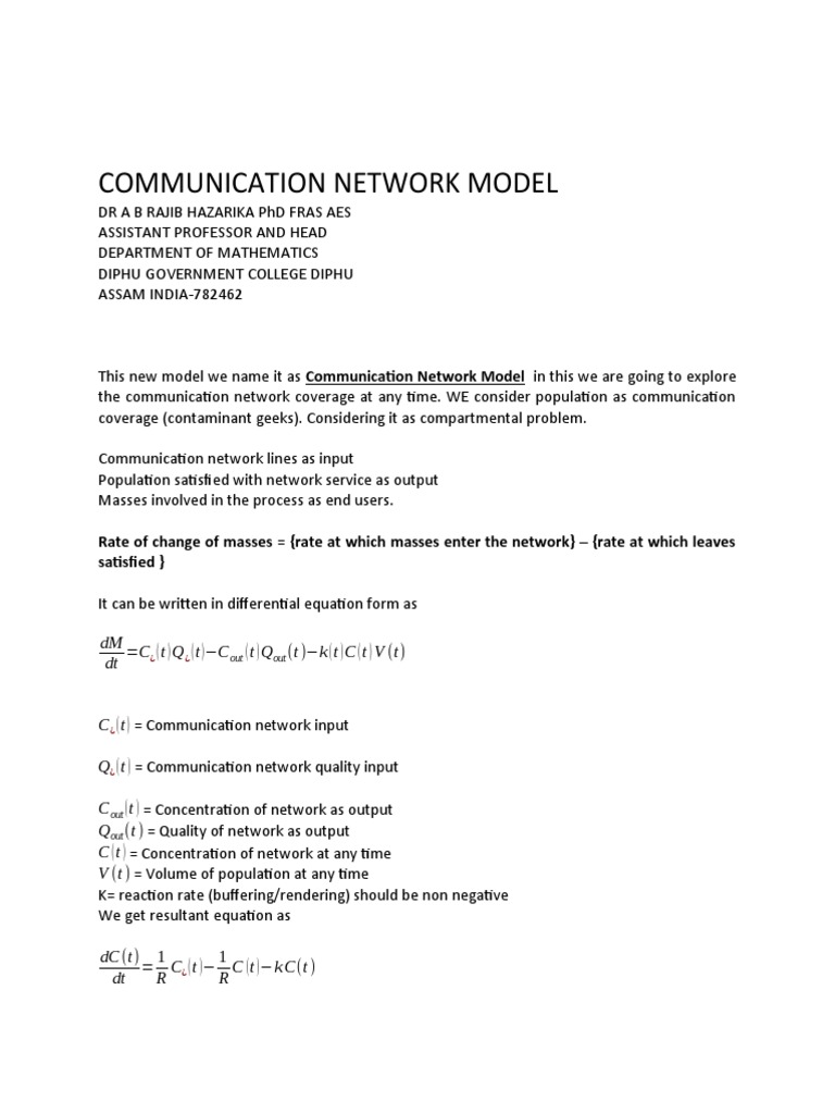 Drabrh Communication Network Model by DR A B Rajib Hazarika PHD FRAS ...