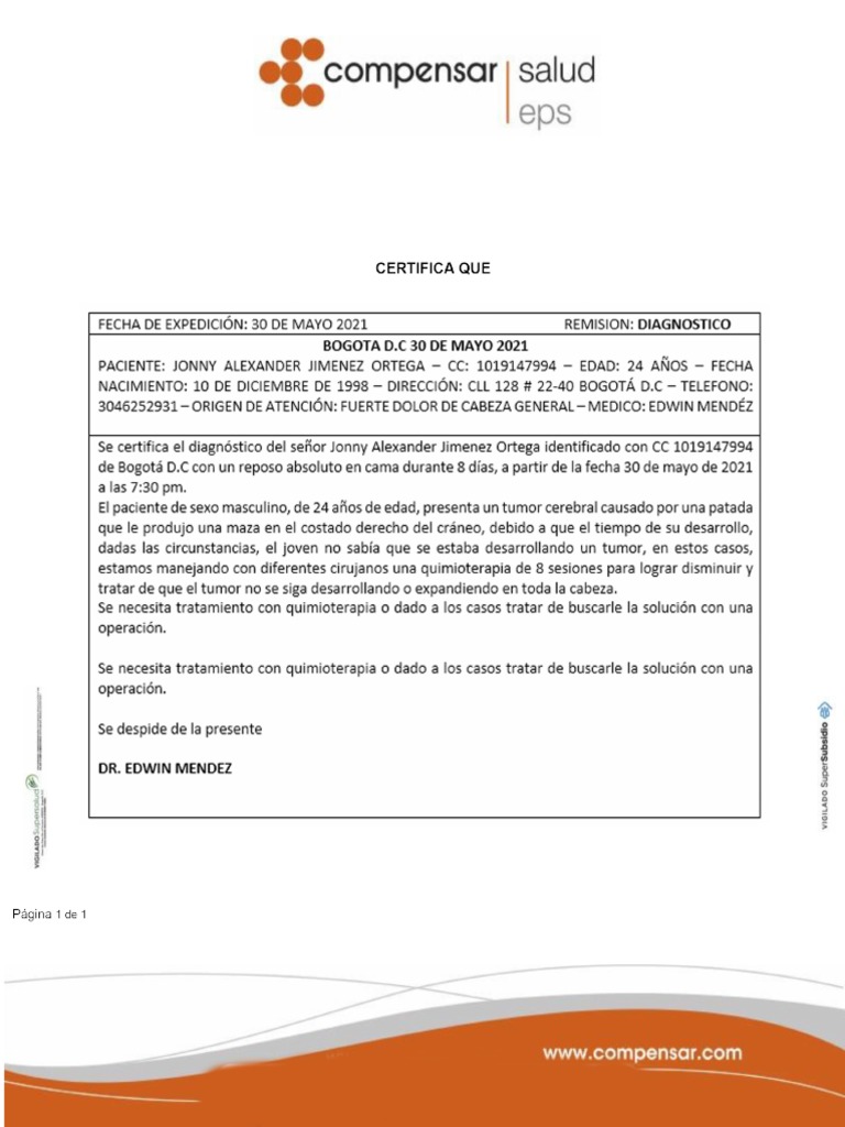 Certificado Compensar 2 | PDF