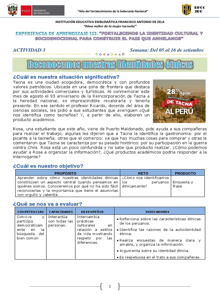 EXP 3 - ACTIVIDAD 3 - DPCC 3ro | PDF | Raza (categorización humana) | Perú