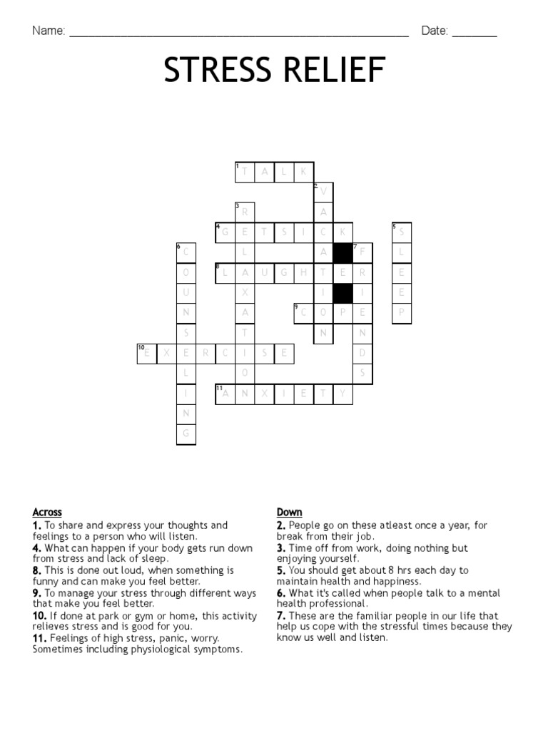 STRESS RELIEF Answer Key | PDF | Stress (Biology) | Behavioural Sciences