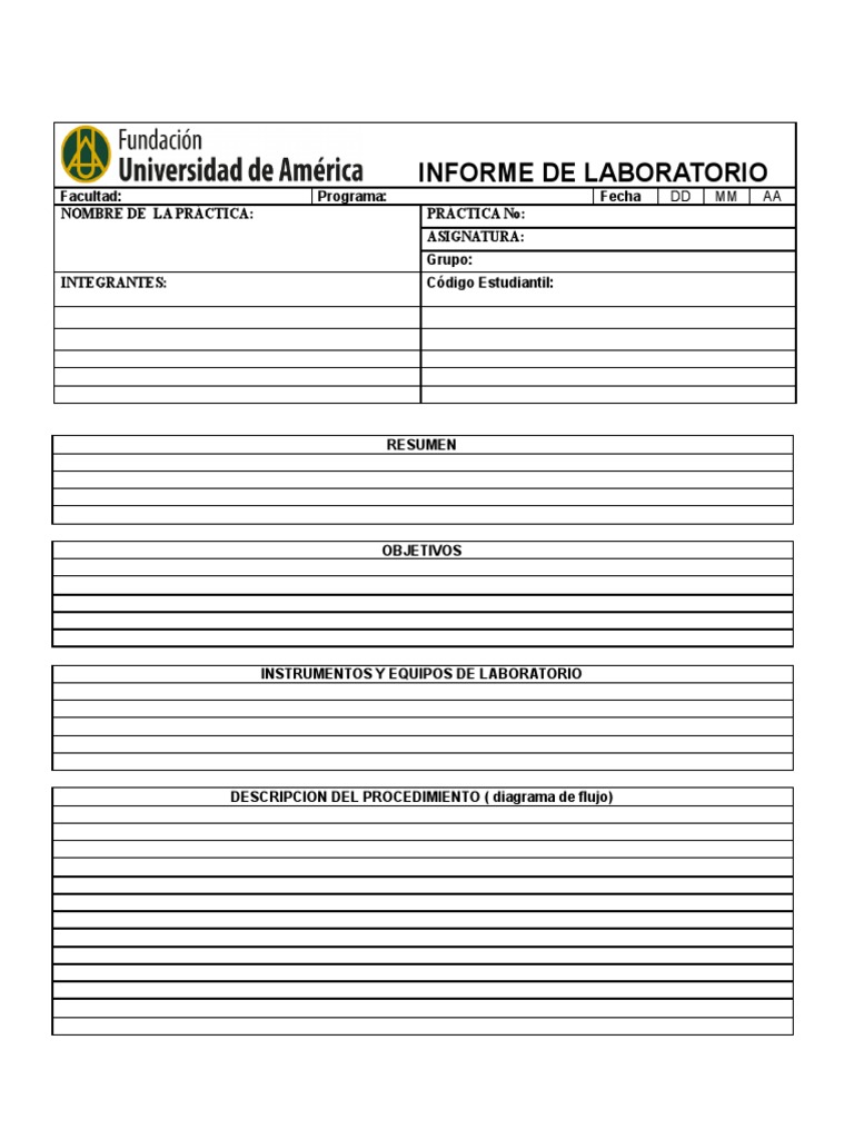 Formato Informe de Laboratorio | PDF