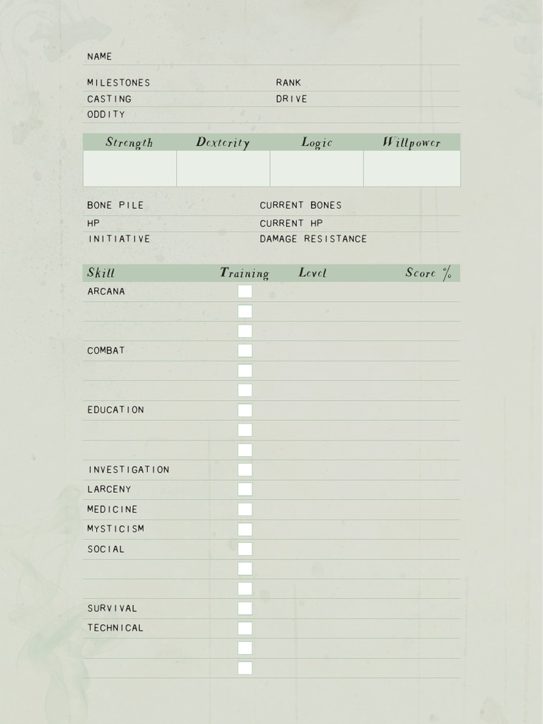 Sigil & Shadow Character Sheet | PDF
