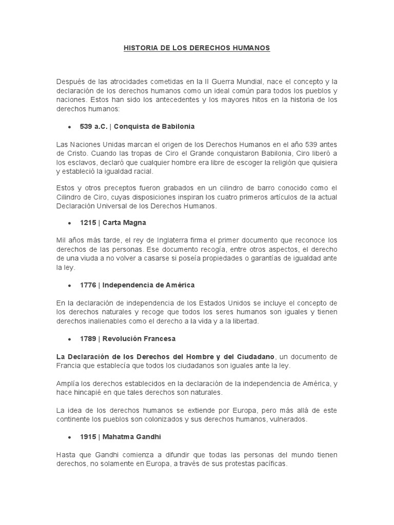 Historia de los Derechos Humanos | PDF | Derechos humanos | Gobierno y ...