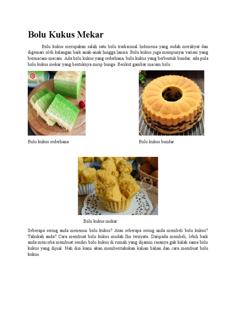 Resep Bolu Kukus Mekar Tradisional | PDF