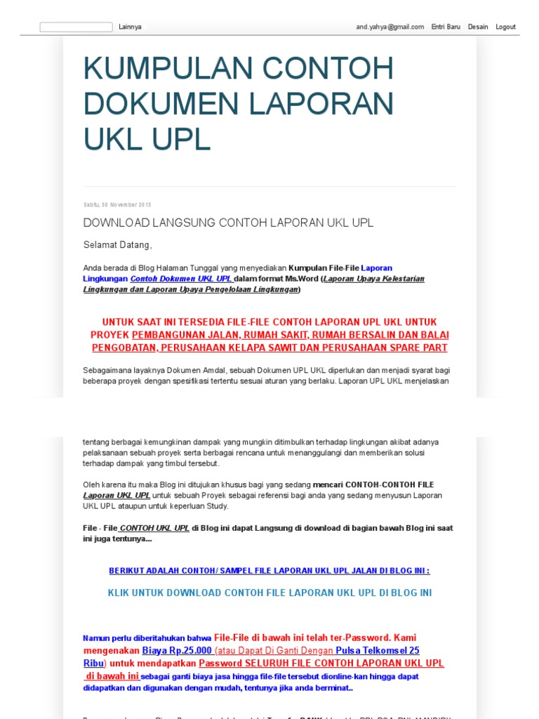 Langsung Contoh Laporan Ukl Upl | PDF