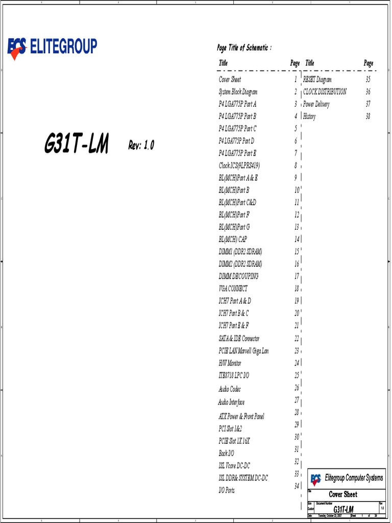 Ecs g31t-Lm Rev 1.0 | PDF | Computer Data | Manufactured Goods