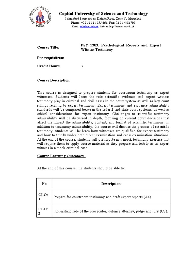 Expert Witness Testimony Course Overview | PDF | Expert Witness | Witness