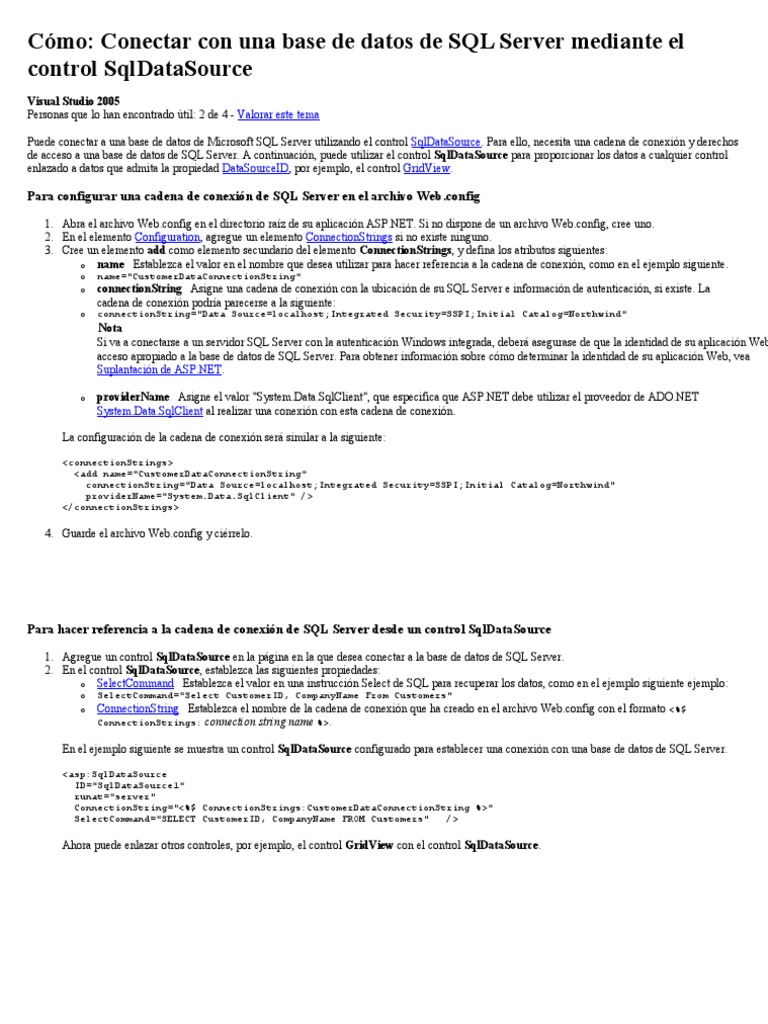 Cómo Conectar Una Base de Datos | PDF | Servidor SQL de Microsoft | Bases de datos