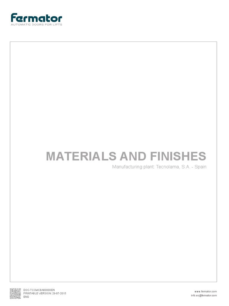 Fermator Finishes Brochure | PDF | Industrial Processes | Steel