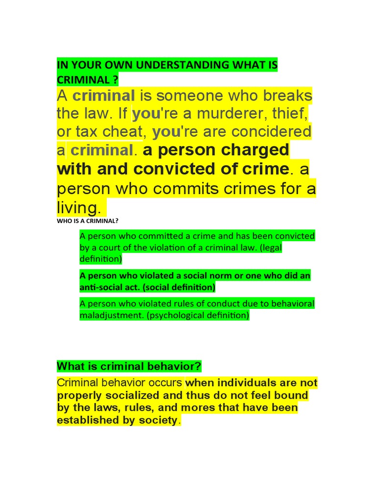 Understanding Criminal Behavior Types | PDF | Crimes | Crime & Violence